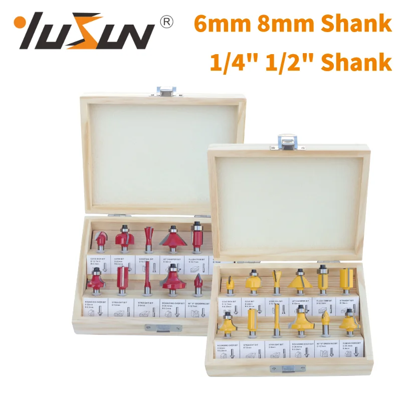 YUSUN 12pcs Router Bit Sets Trimming Straight Carbide Tungsten Cutters ...