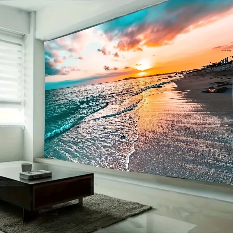 Ocean Sunset Beach Wall Mural 2D Flat Printing Sea View Decor Nature ...