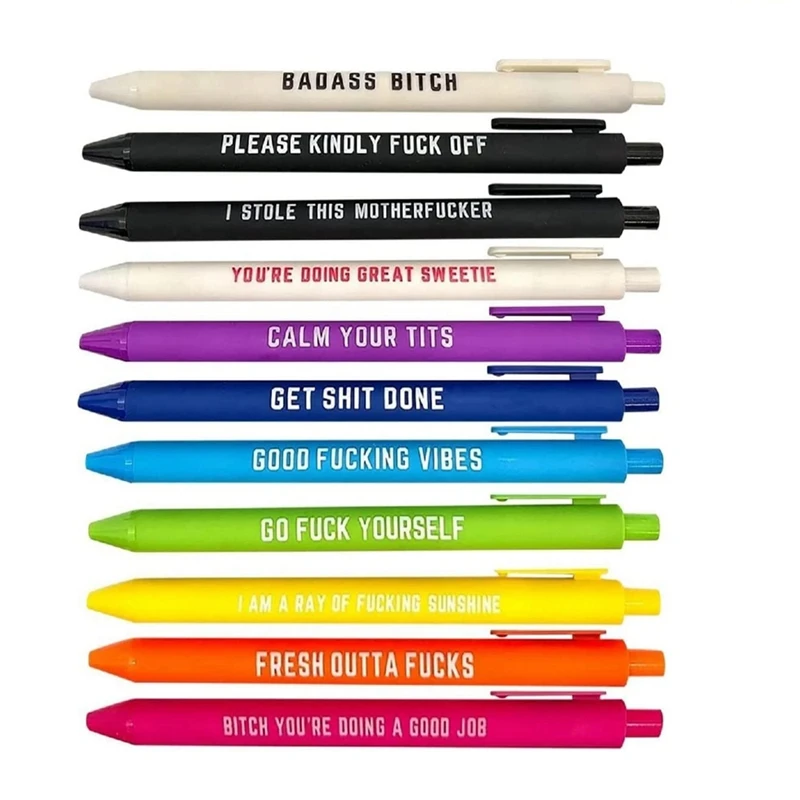 11Pcs-Swear-Word-Daily-Pen-Funny-Ballpoint-Pens-Weekday-Vibes-Glitter ...