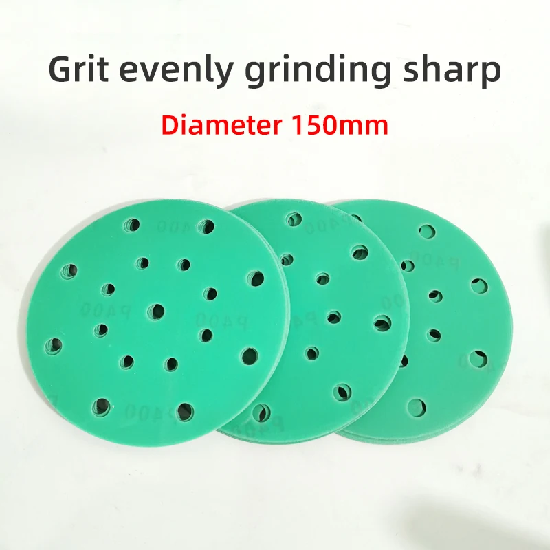 Green Ceramic Sandpaper 6 "17 Holes 150mm Round Flocking Flocking Air ...