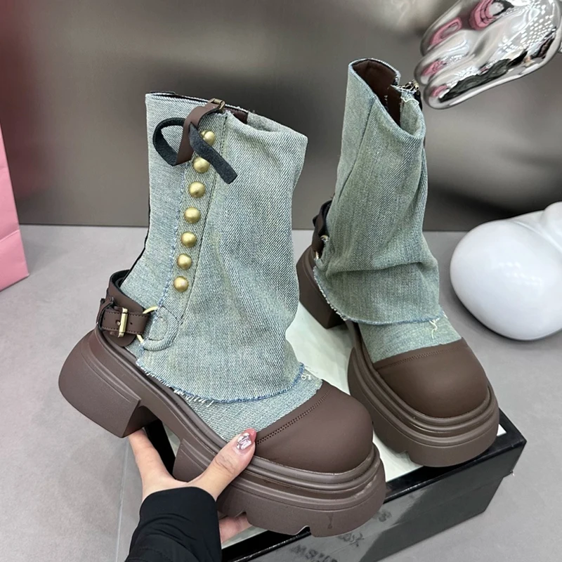 Botines-de-dise-o-para-mujer-botas-cortas-con-plataforma-de-fondo ...