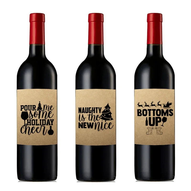 12pcs Merry Christmas Wine Bottle Wrap Label Stickers Sealing Stickers ...