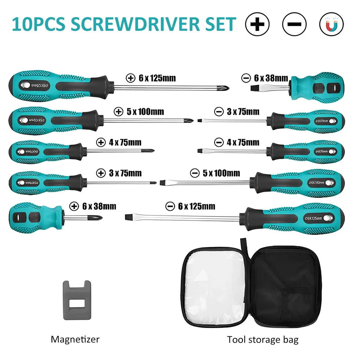 10Pcs-Magnetic-Screwdriver-Set-Professional-Manual-Ergonomic-Cross-Head ...