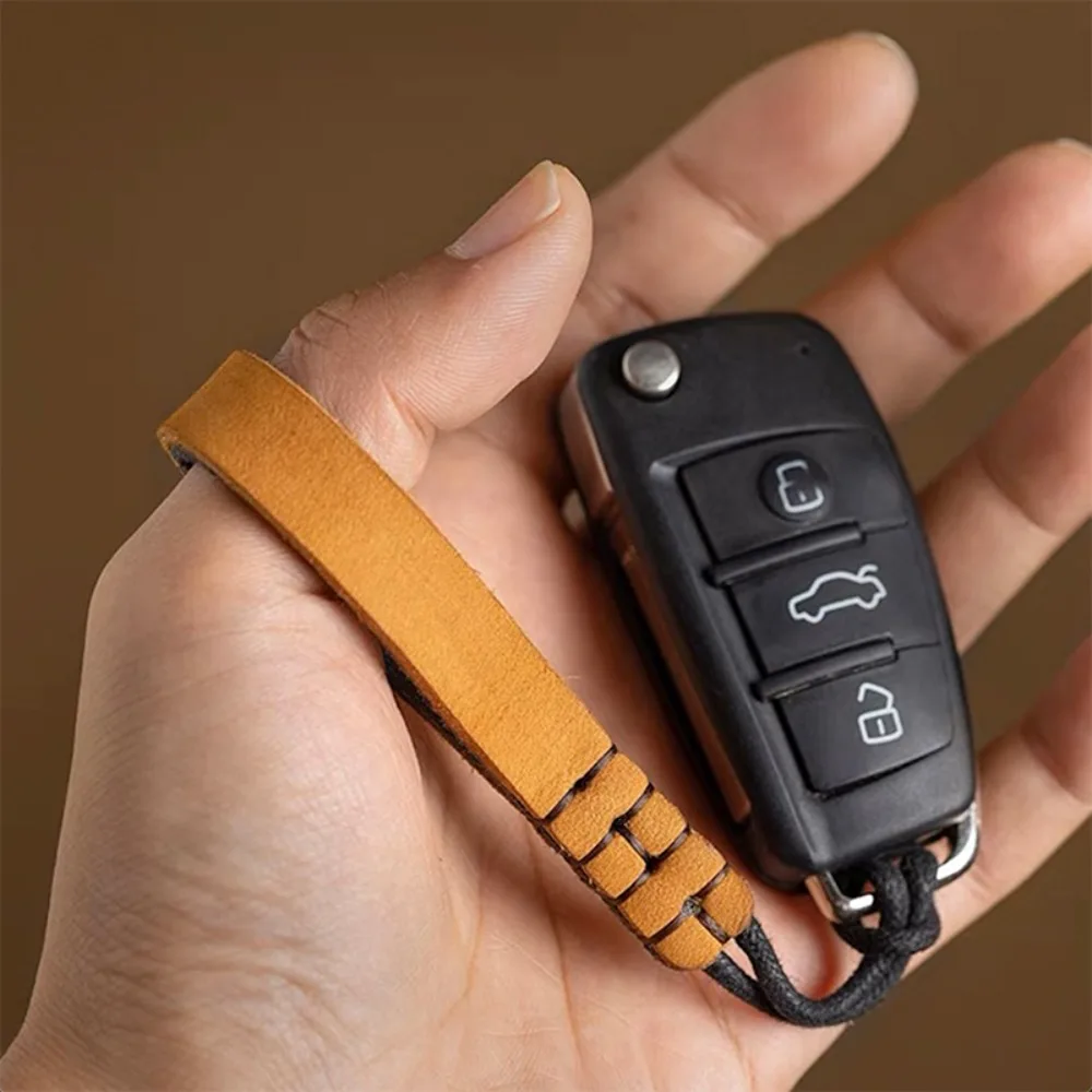 Handmade-Car-Keychain-Cute-Genuine-Leather-Creative-Key-Ring-Wear ...