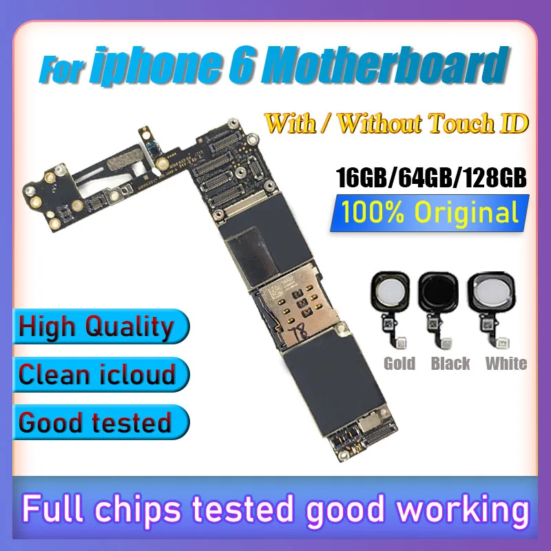 Unlocked-Original-For-iphone-6-Motherboard-With-No-Touch-ID-Mainboard ...