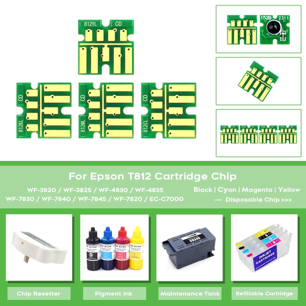 US-AU-812-812XL-Ink-Cartridge-Chip-for-Epson-Workforce-Pro-WF-3820-3825 ...