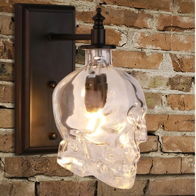 Retro-Loft-Sconce-Skull-Bones-L-mpada-de-parede-garrafa-de-vidro ...