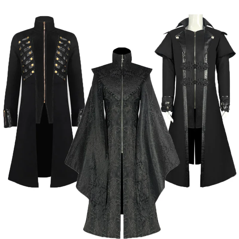 Gothic-Steampunk-Vintage-Medieval-Vampire-Devil-Red-Coat-Trench-Cosplay ...