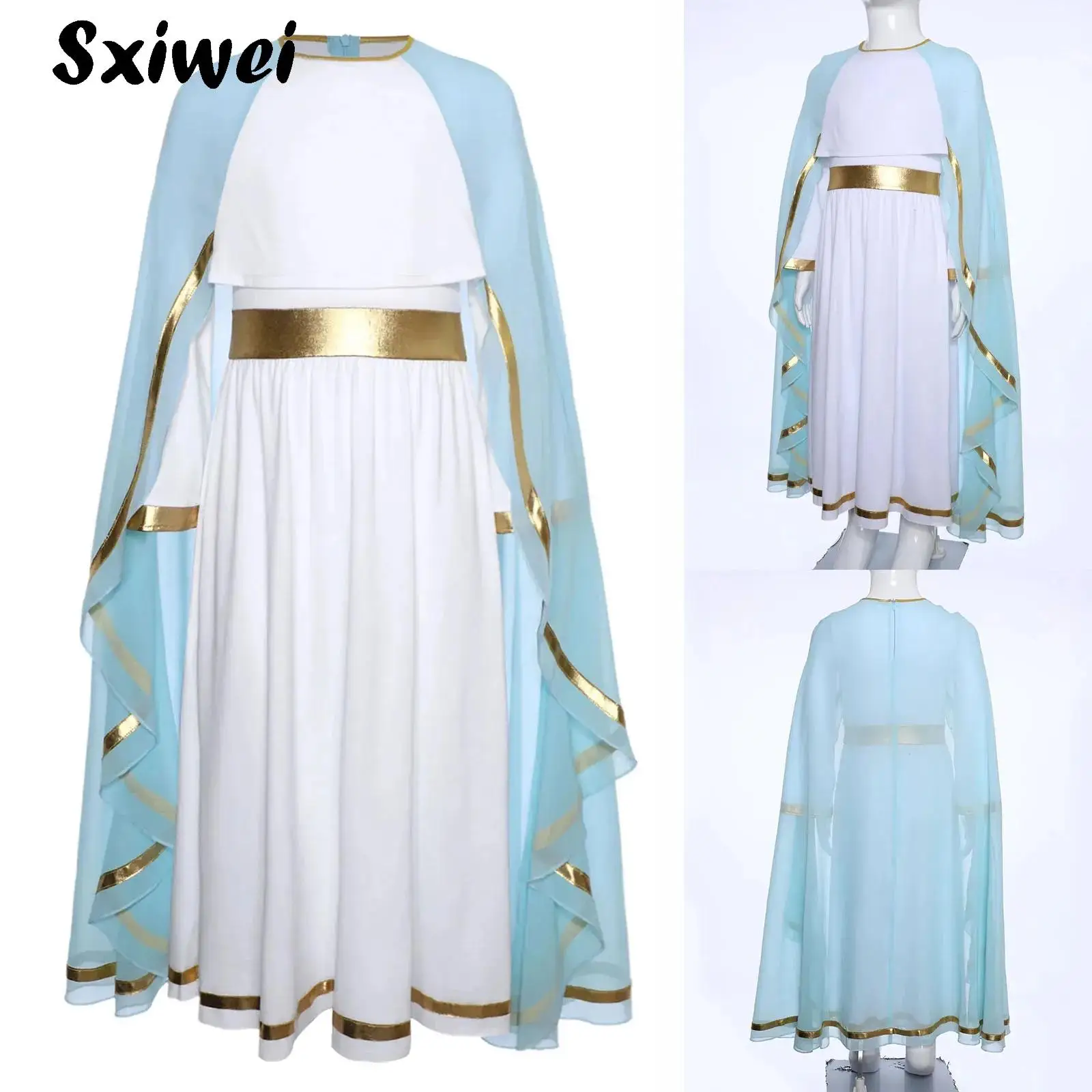 Chiffon Flowing Cape Virgin Mary Costumes for Kids Girl Classic ...