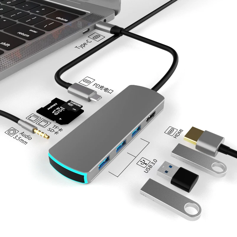 usb c hub 4K HDMI-compatible 8in1 USB HUB 100W Multiport Adapter for ...