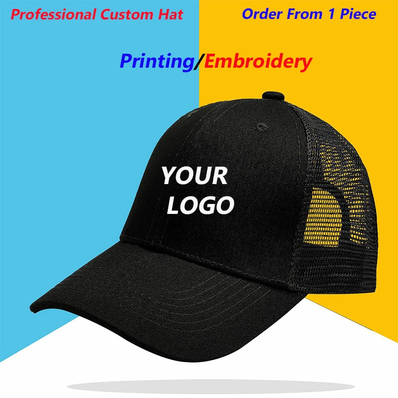 Professional Custom Logo Printing Embroidery Design Mesh Cap Sunscreen ...