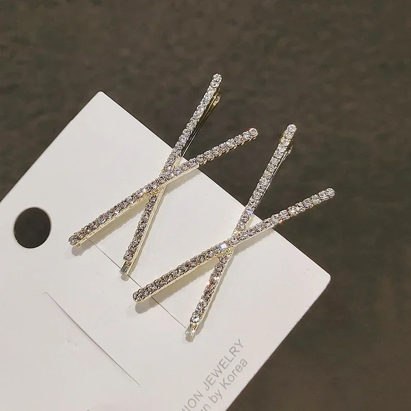 2PCS X-shaped Hair Clips Shiny Rhinestone Fashionable Small Hair Clips ...