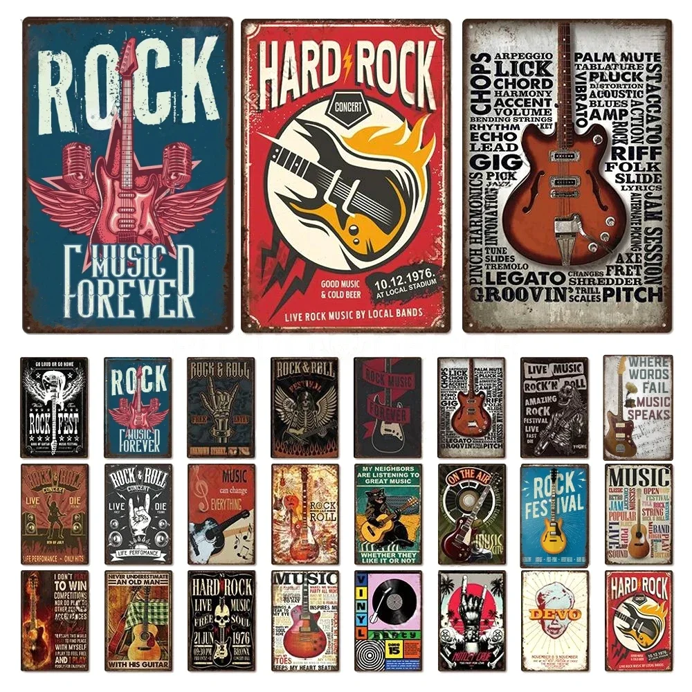 FJ-Decor-Vintage-Music-Tin-Signs-Rock-Plaque-Metal-Retro-Wall-Posters ...