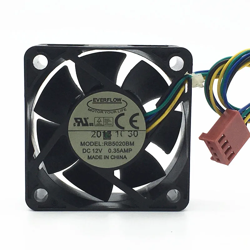 EVERFLOW RB5020BM DC 12V 0.35A 50x50x20mm 4-Wire Server Cooling Fan ...
