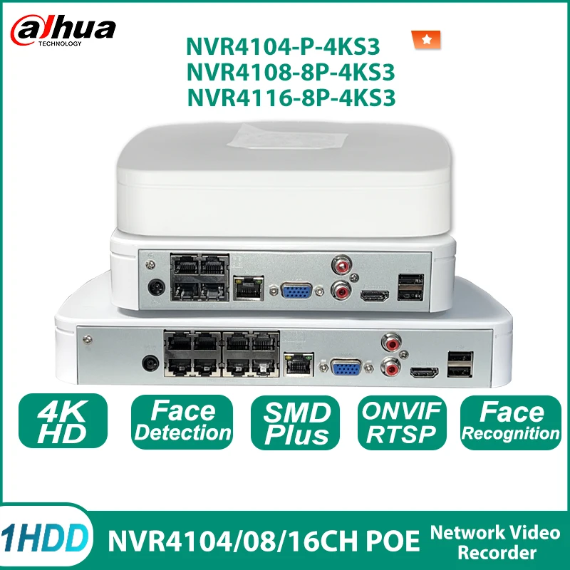 Dahua-NVR4108-8P-4KS3-4K-NVR-8POE-Network-Video-Recorder-Support-AI ...