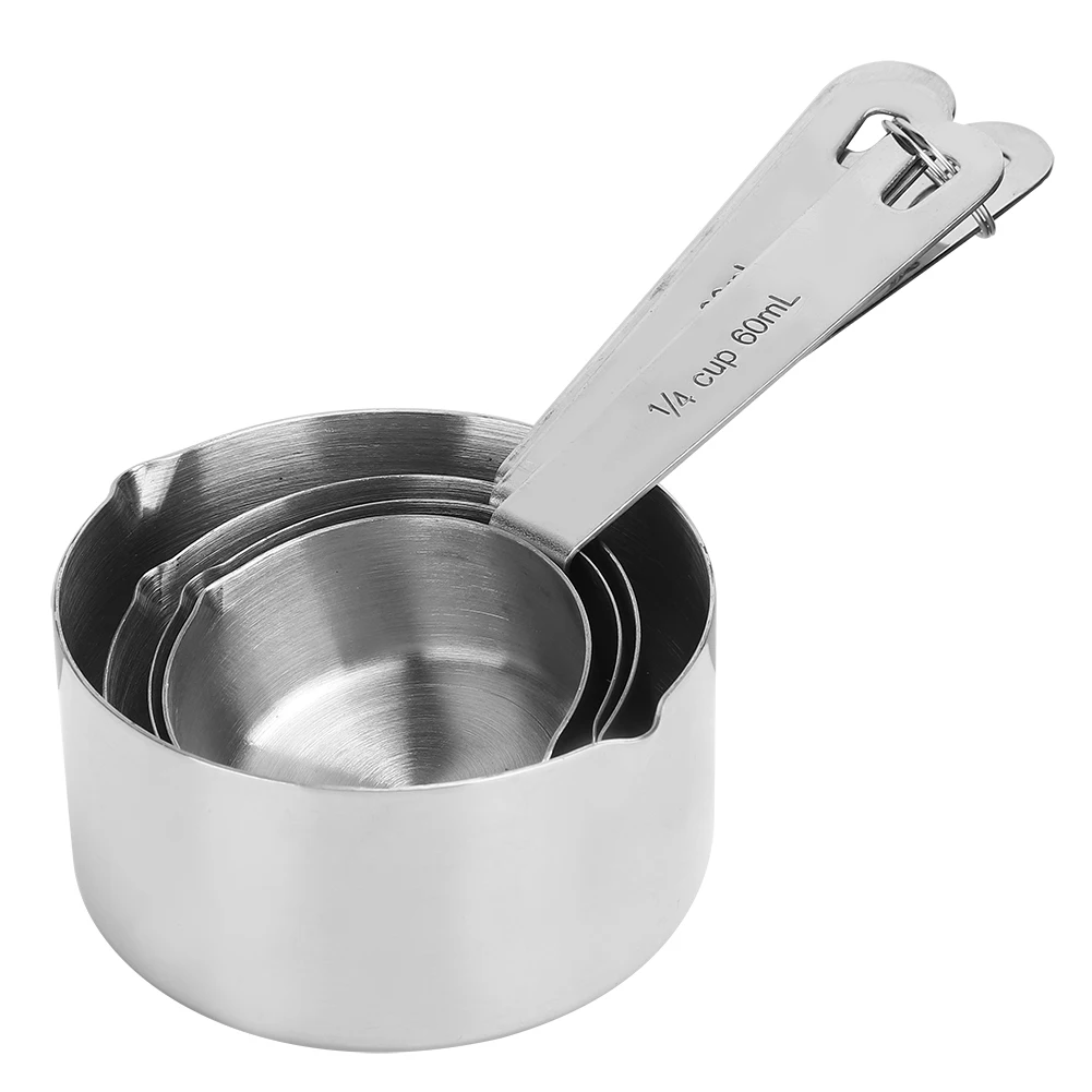 4Pcs Measuring Spoon Cup 60ml 80ml 125ml 250ml Stainless Steel ...