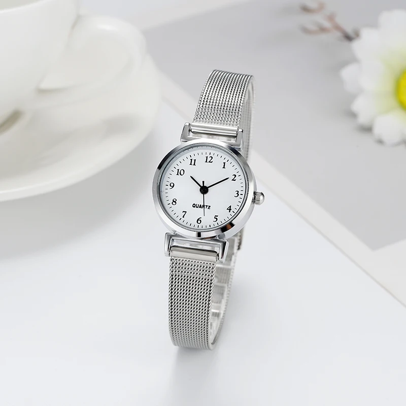 Foreign-trade-popular-compact-small-round-watch-grid-strap-quartz ...