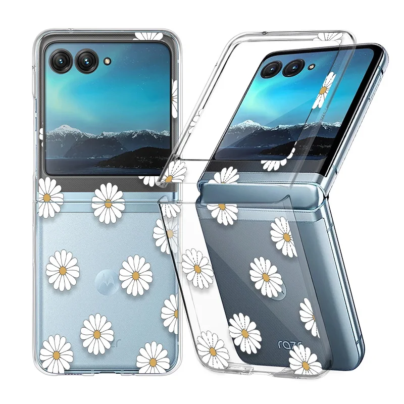 Flowers-Pattern-Transparent-Shockproof-Phone-Case-For-Motorola-Razr-50 ...
