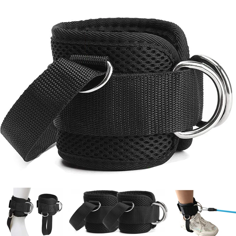 Fitness Gym Ankle Straps Double D-Ring Padded Cuffs Ankle Weight Leg ...