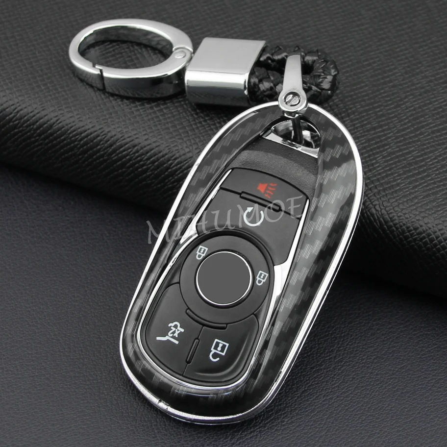 Carbon Fiber Car Key Case Fob Chain Ring Cover Shell Accessories For ...