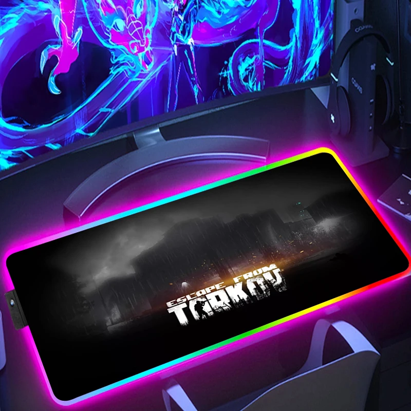 Gaming Large Mouse Pad Escape From Tarkov Rgb Backlight Pc Accessories ...