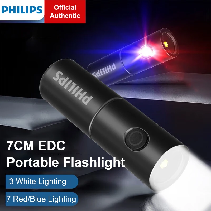 Philips-SFL1126-Mini-Portable-Flashlight-7-Lighting-Modes-with-Blue-Red ...