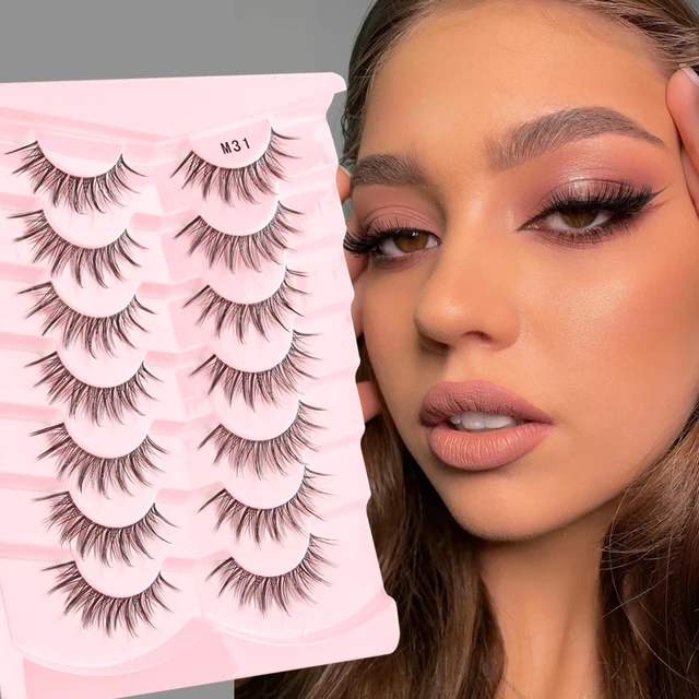 YSDO 3/5/7 Pairs Natural 3D Mink Eyelashes Manga Lashes Fluffy Wispy ...