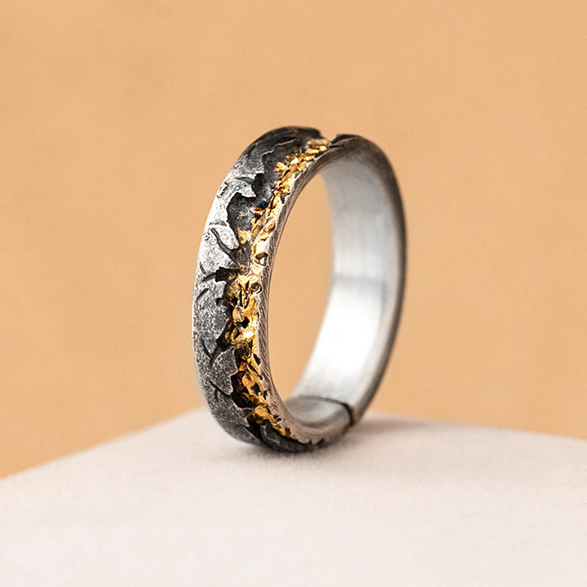 Anillos-para-hombre-TOMYE-J22T024-dise-o-nico-Color-gris-dorado-moda ...