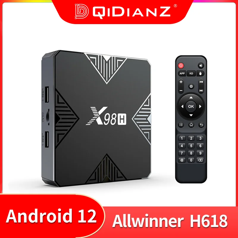 Caixa de tv inteligente x98h android 12 allwinner h618 bt5.0 wifi 2.4g 5g 4k media player ...