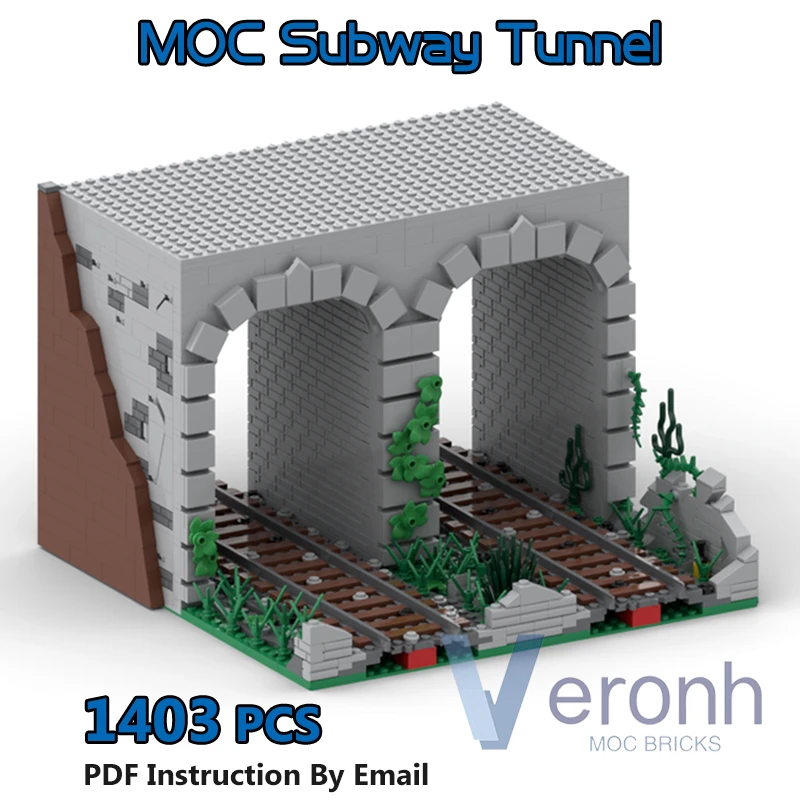 Moc Underground Station Subway Tunnel Model Building Blocks City Train ...