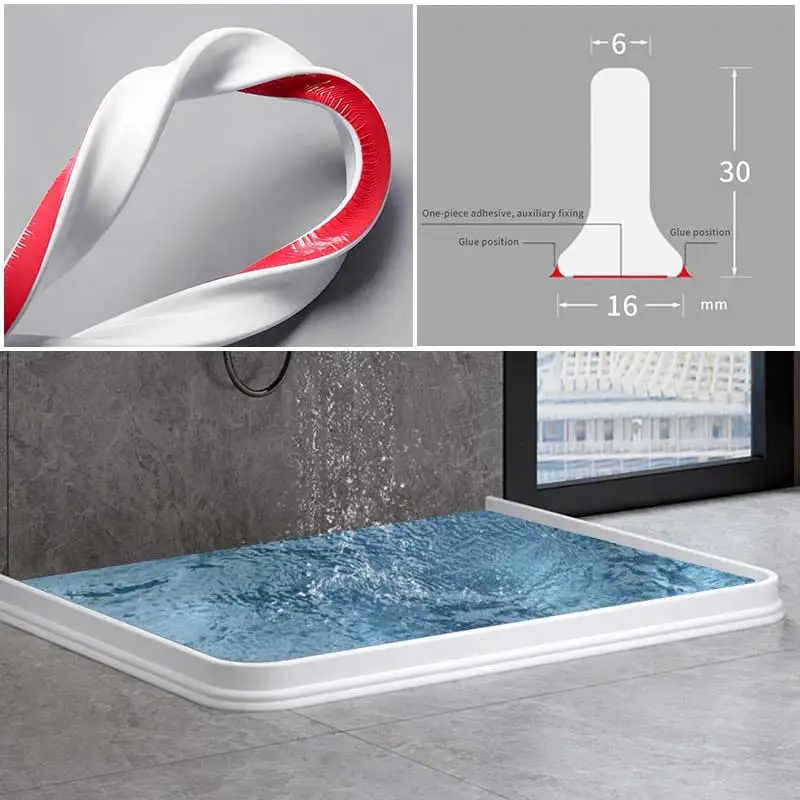 3M Toilet Bathroom Rubber Water Retaining Strip Shower Room Wet Dry ...