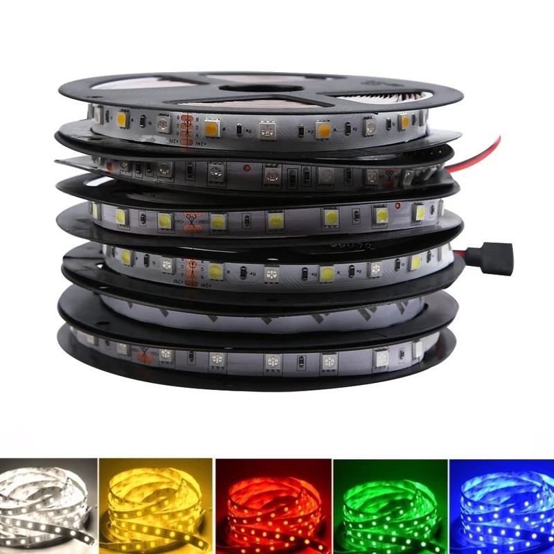 12V 2835 5050 RGB Led Strip Light Tape Waterproof 1M 2M 3M 4M 5M 60LED ...