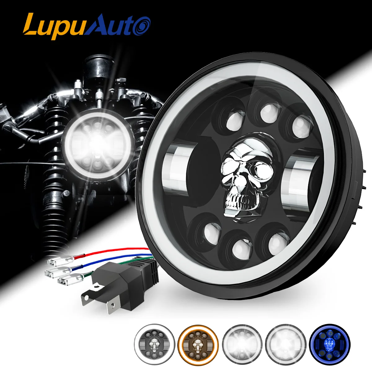 Universal 5.75"Inch Round LED Headlight Motorcycle DRL 5 3/4 Headlamp ...