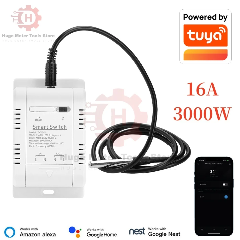 Tuya Wifi Smart Temperature Humidity Switch Power Monitor with ...