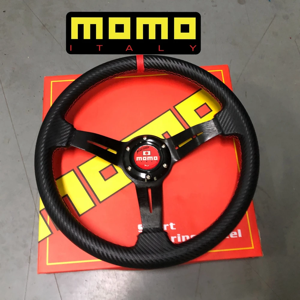 MOMO-14Inch-Universal-350MM-Racing-Drift-MOMO-Steering-Wheel-Car-Carbon-Leather-JDM-Steering ...