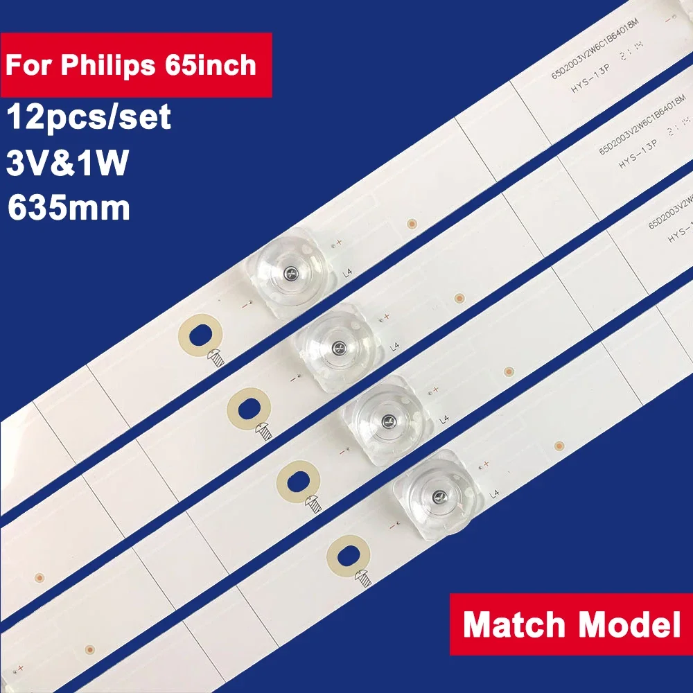 12Pcs-635mm-For-Philips-65inch-LED-Backlight-TV-Strip-6Leds-3V-1W-CEJJ ...