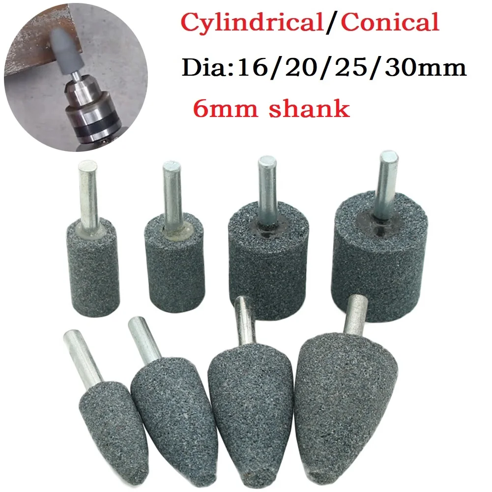 5 Pcs Grinding Wheel Polishing Bit 6mm Round Shank Cylindrical Conical ...