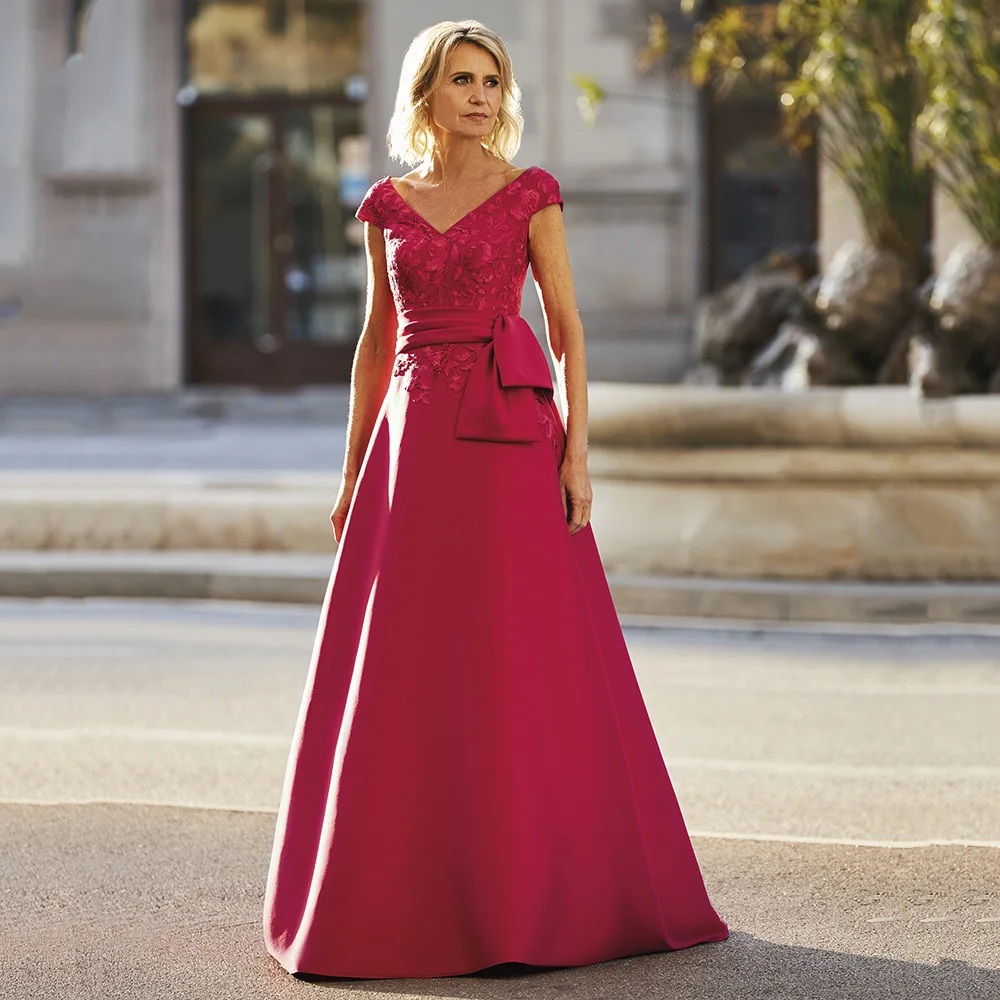 Fashion-Red-Mother-Of-The-Bride-Dresses-For-Wedding-With-Appliques-V ...
