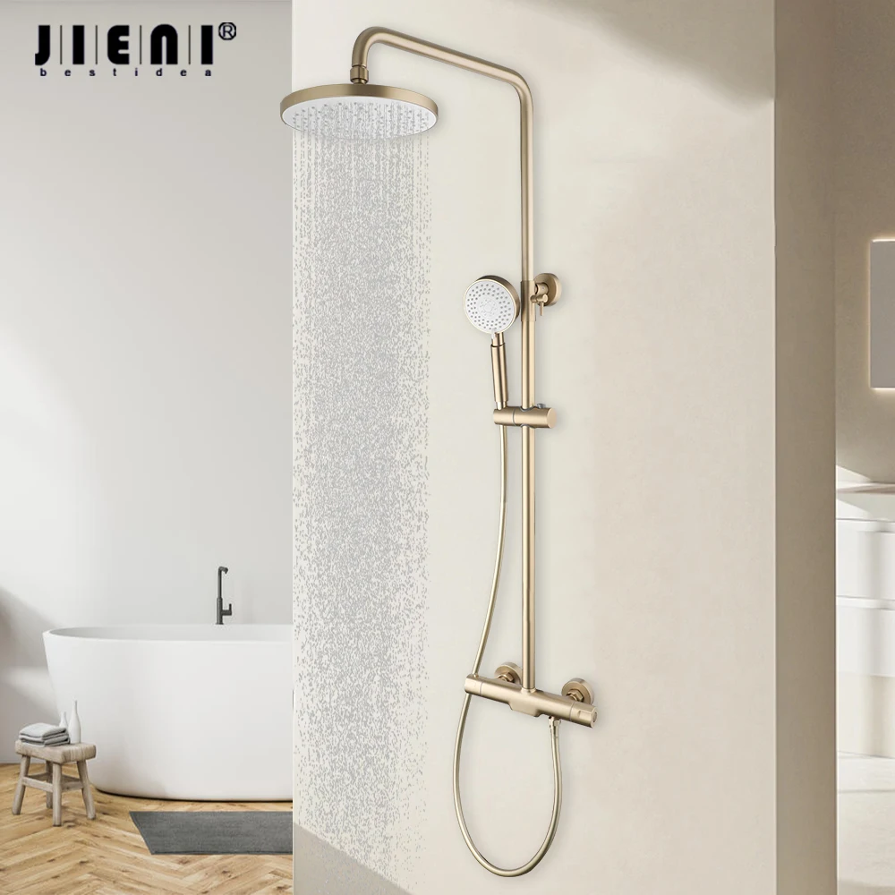JIENI-Thermostatic-Shower-Set-Bathroom-Faucet-Brushed-Gold-Rainfall-Head-With-Third-Gear ...