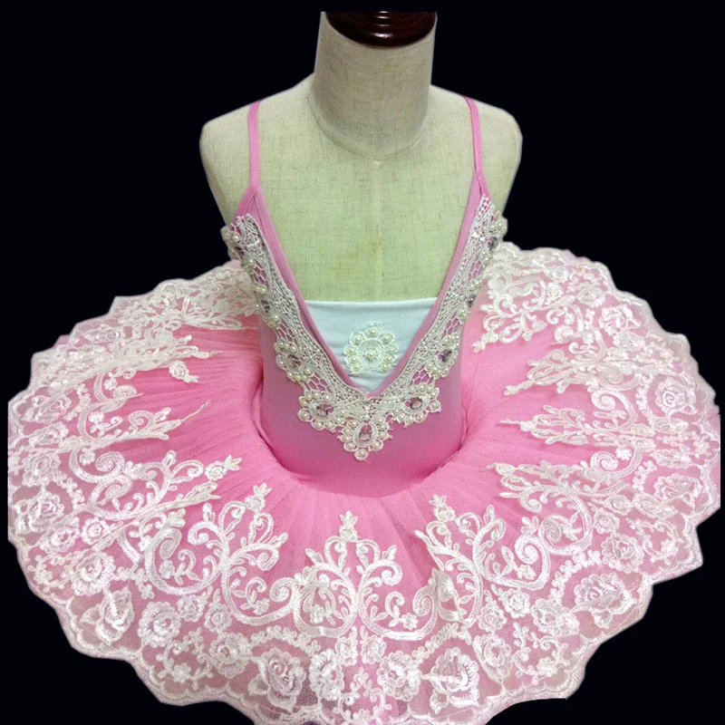 2022 Pink Girls Ballet Tutu Dress Gymnastics Leotard Diamond Pink ...