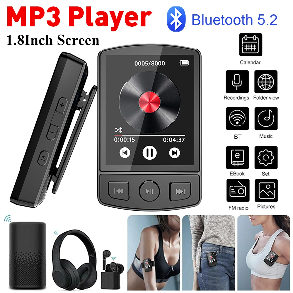 1-8Inch-MP3-Player-Portable-Sport-Clip-Mini-MP3-Player-Bluetooth-5-2 ...