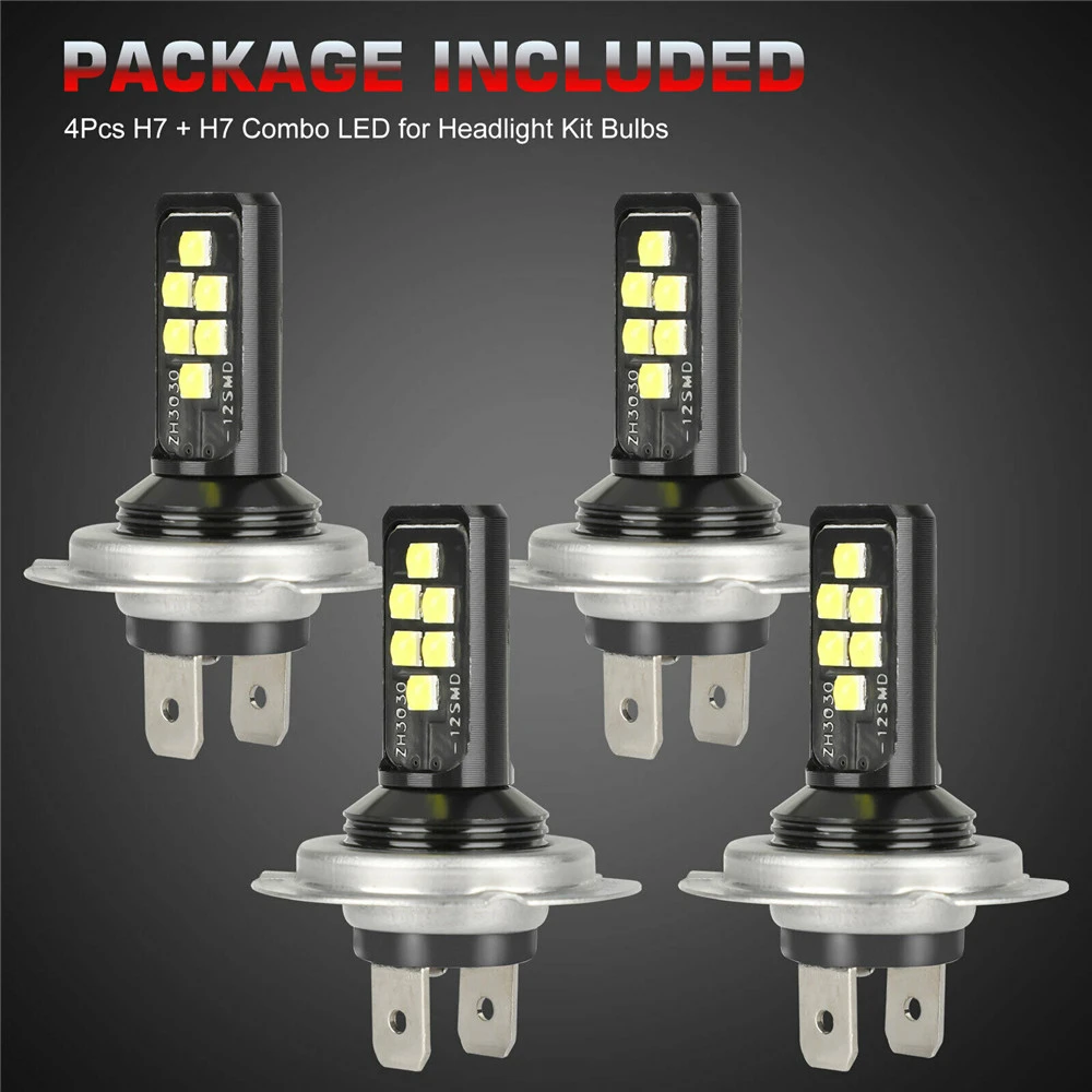 1pc H7 H4 Car Headlight Waterproof Led Bulbs High Low Beam Lights 60w ...