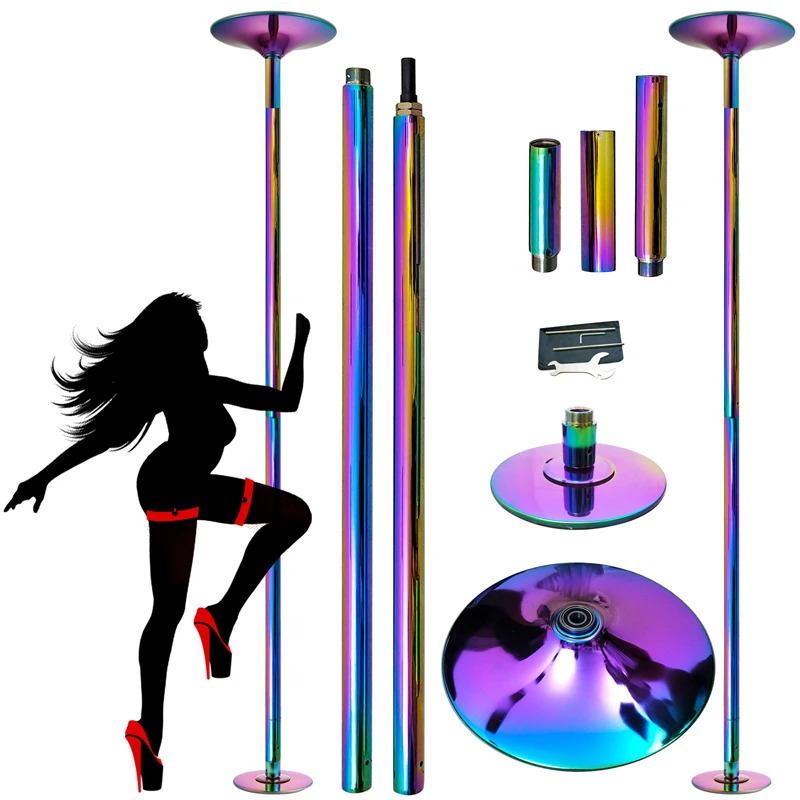 Multicolour 45mm Steel Dancing Pole Rotating Fixed Dual Use Portable ...