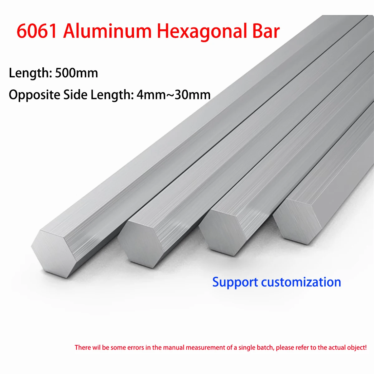 Barra Hexagonal de aluminio 6061, barra hexagonal de aluminio de 500mm ...