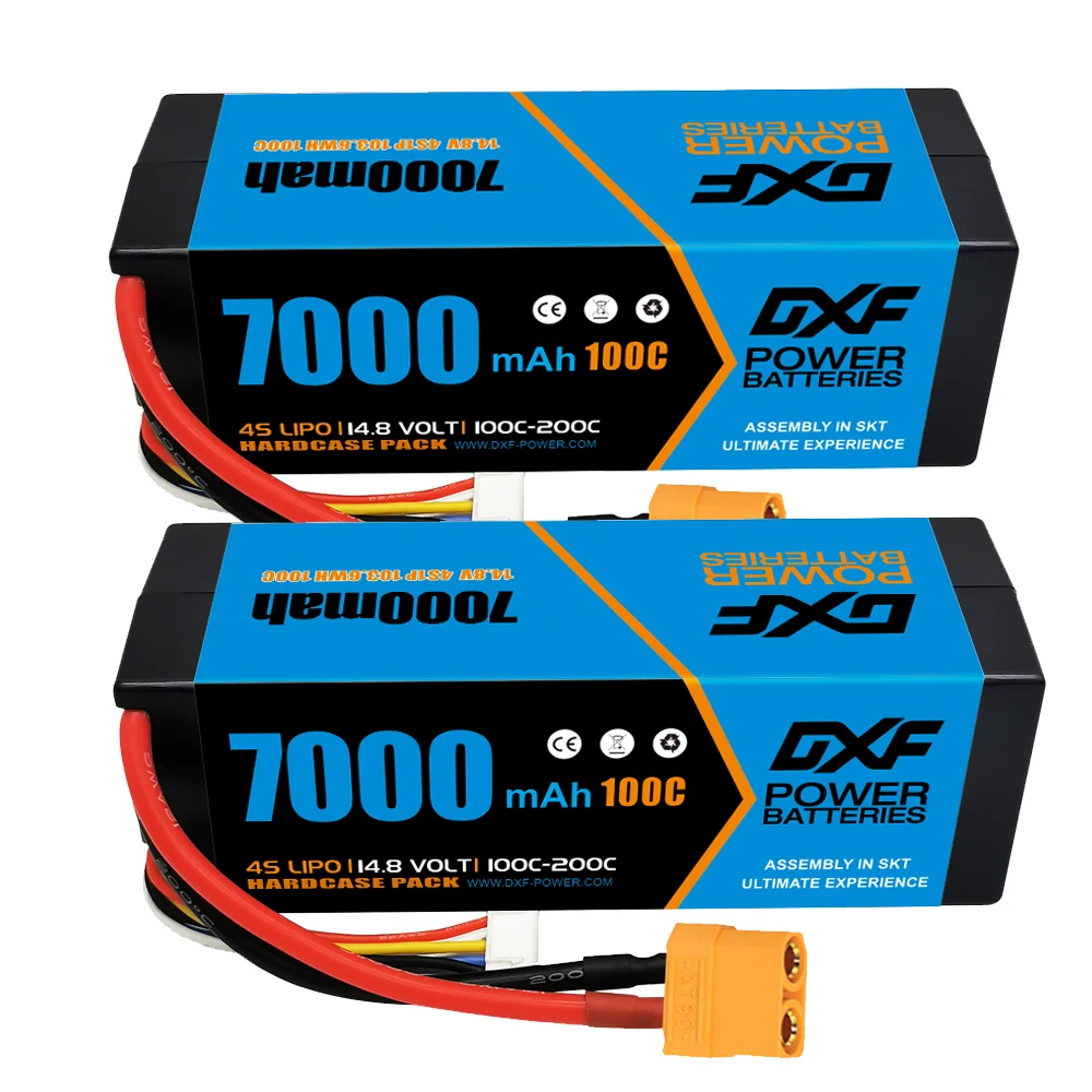 2PCS DXF Lipo 4S 14.8V Battery 7000mah 6200MAH 80C 5200mah 60C Racing ...