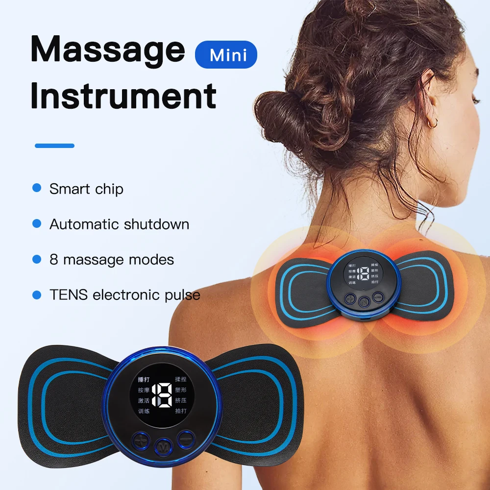 Mini masseur de cou électrique à impulsions EMS, écran LCD, patch de massage cervical, outil d ...