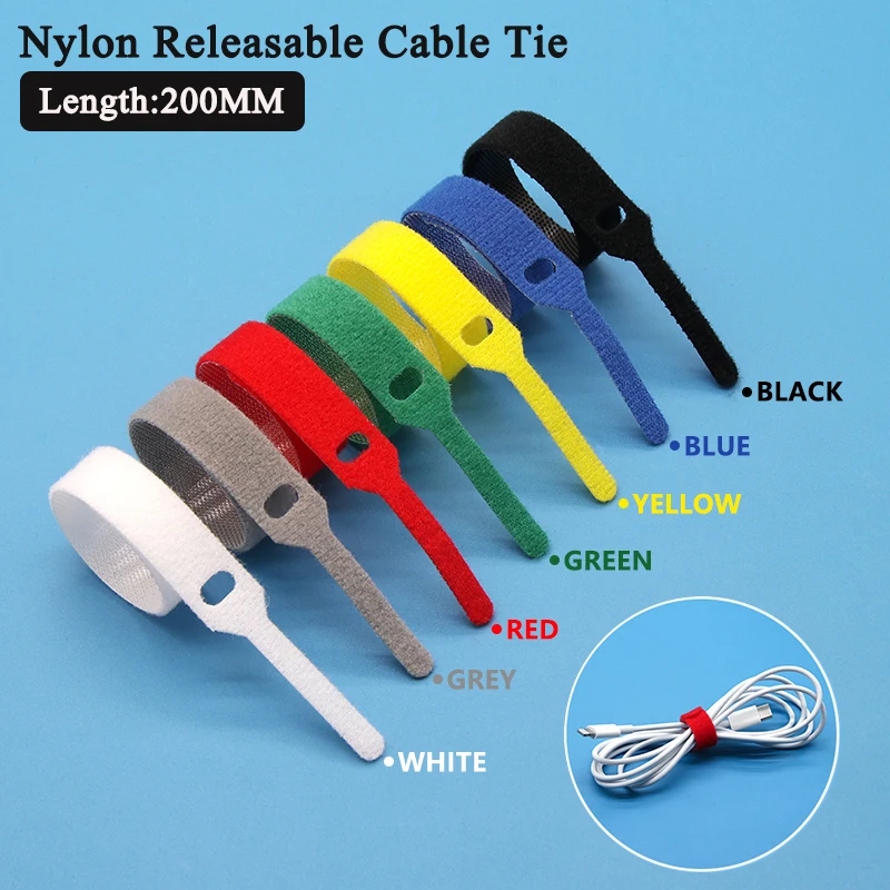 10-1000Pcs-200mm-Self-adhesive-Nylon-Magic-Tape-Backless-Data-Line ...