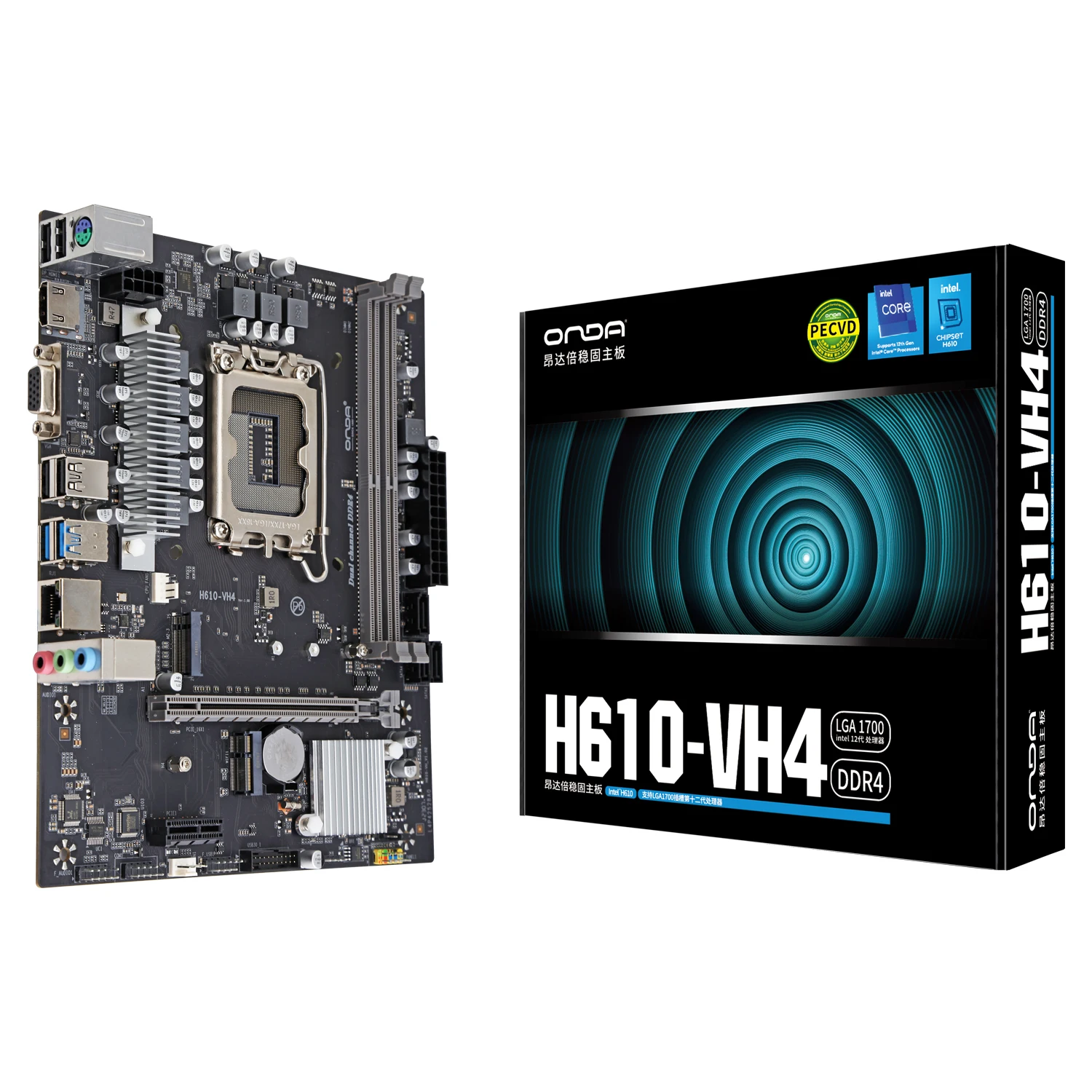 ONDA Desktop Motherboard, H610 VH4, LGA 1700 Suporte, Intel Core i3, i5, i7, i9, 12th, 13th ...