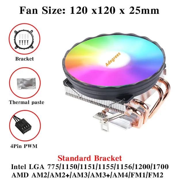 CPU Cooler 120MM 4 Heatpipes PC Radiator PWM 4PIN for Intel LGA 775 ...