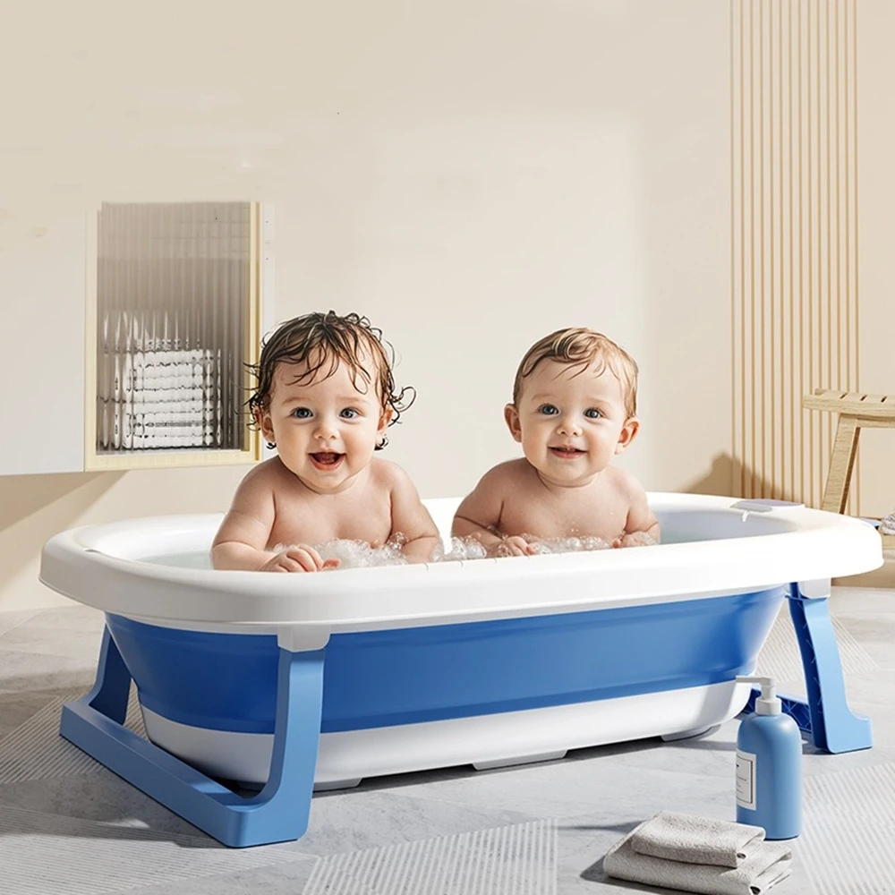 Collapsible Baby Bathtub, Baby Bath Tub with Soft Cushion & Real-Time ...